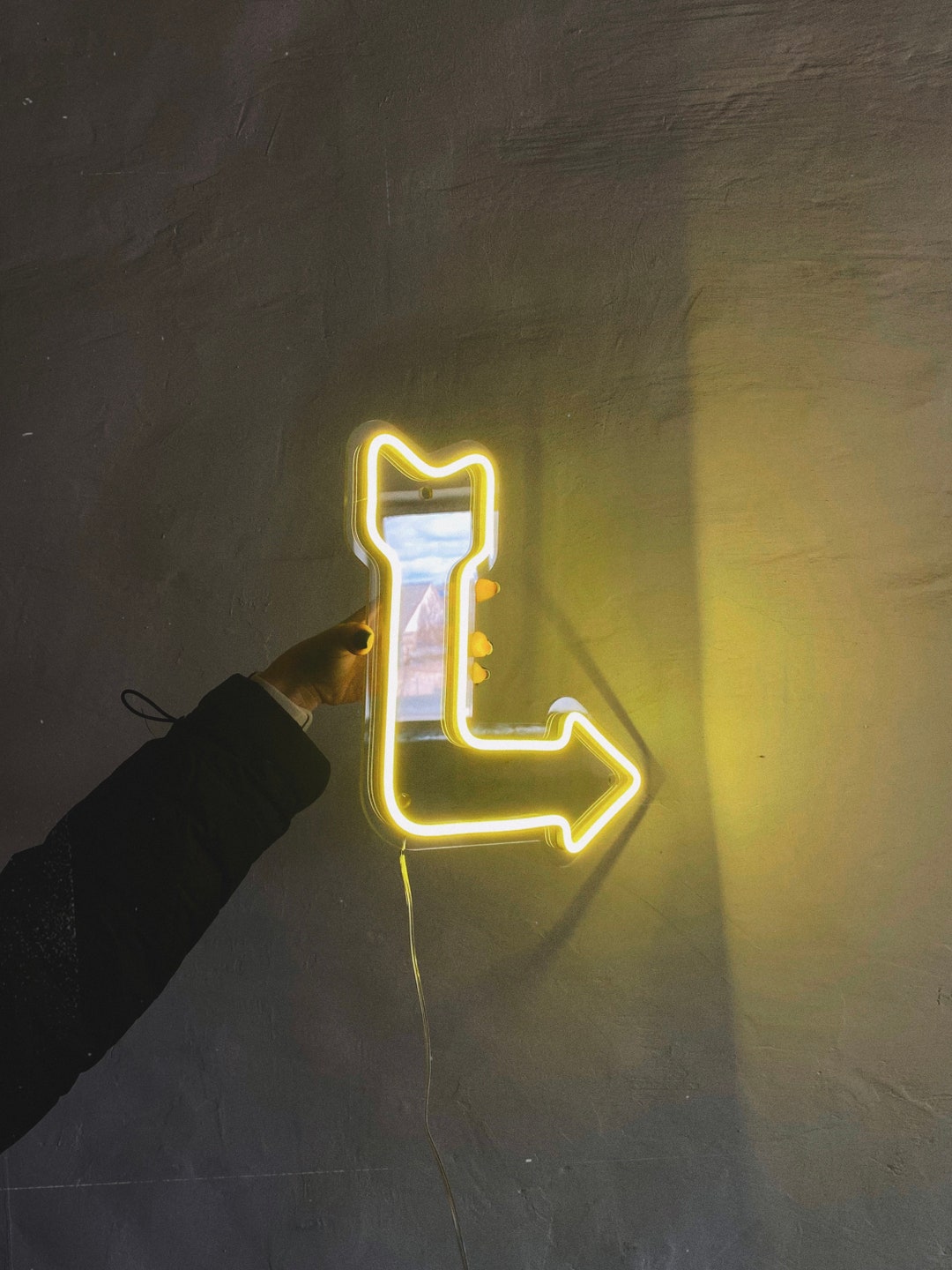 Direction Arrow LED Neon Sign, Navigation Arrow Wall Art, Business Sign ...