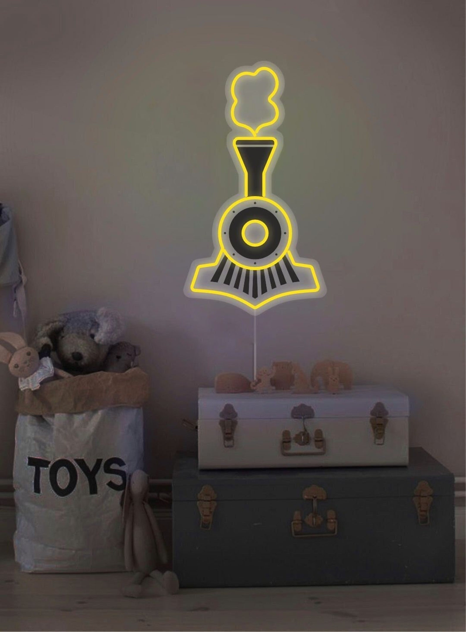 Steam Locomotive LED Neon Sign Train Wall Decor Kids Room - Etsy