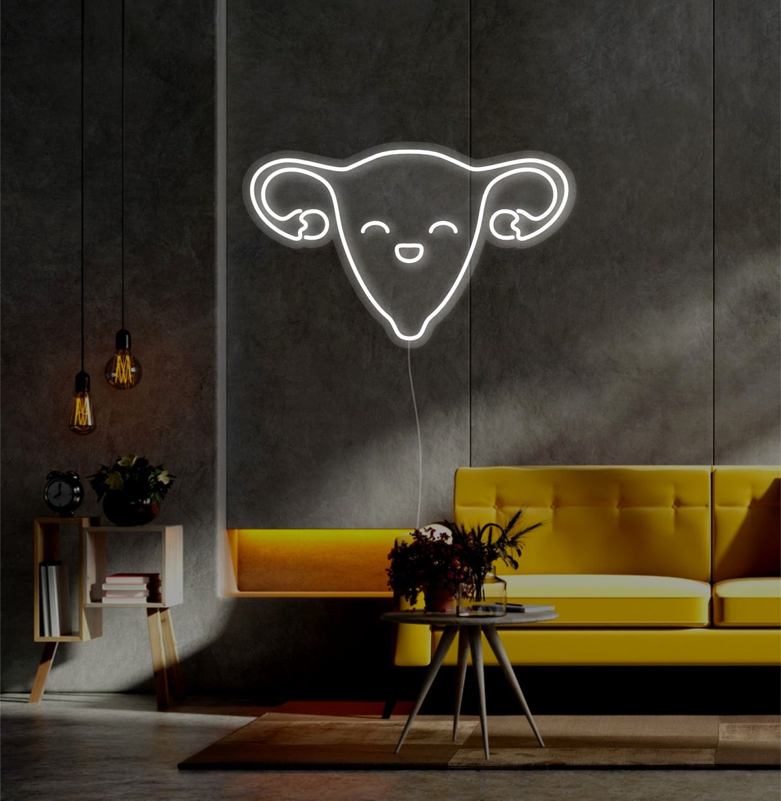Uterus LED Neon Sign, Feminist Wall Decor, Kawaii Cuterus - Choose Your ...