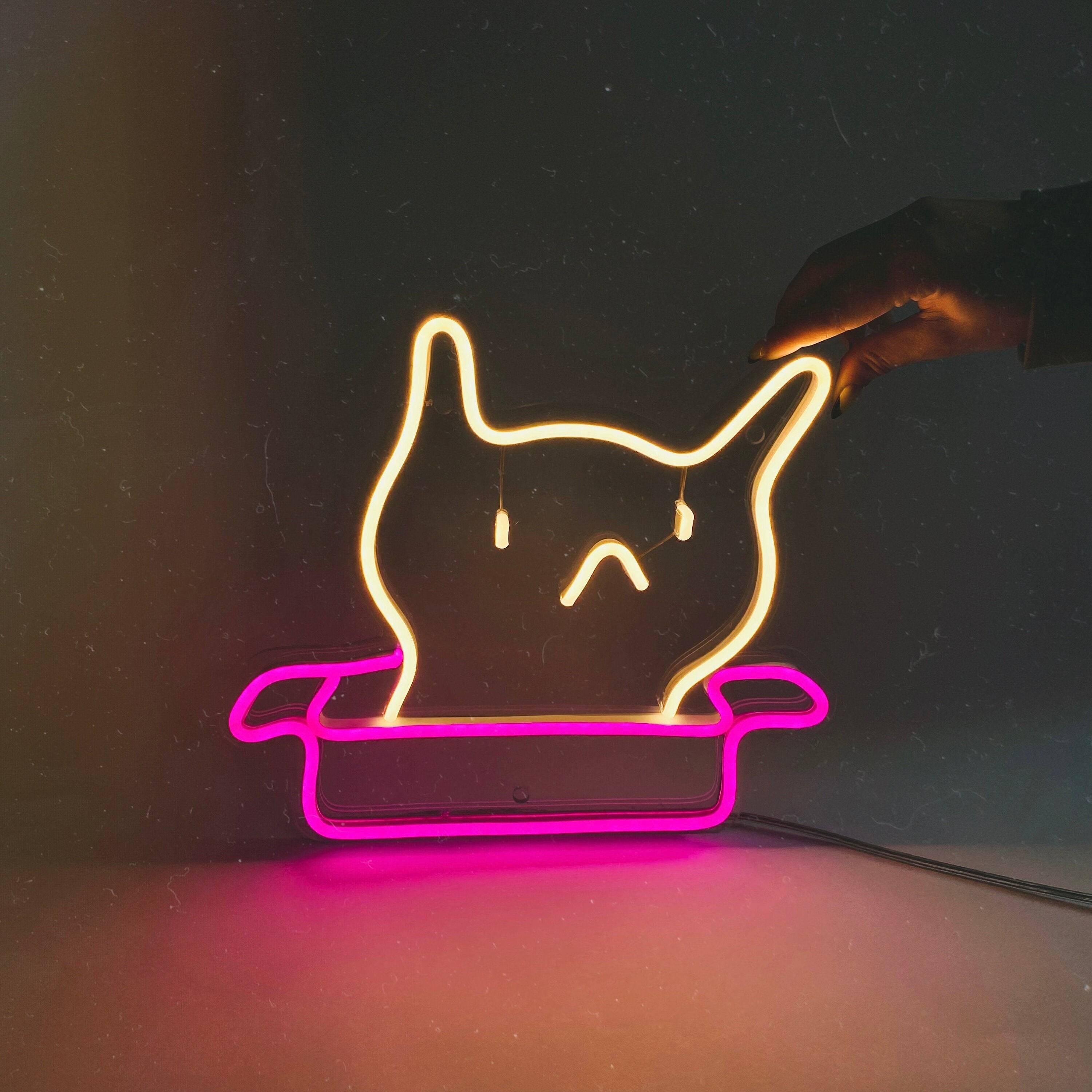 Cute Cat in Box LED Neon Sign | Animal Light Decor | Pet Wall Art ...