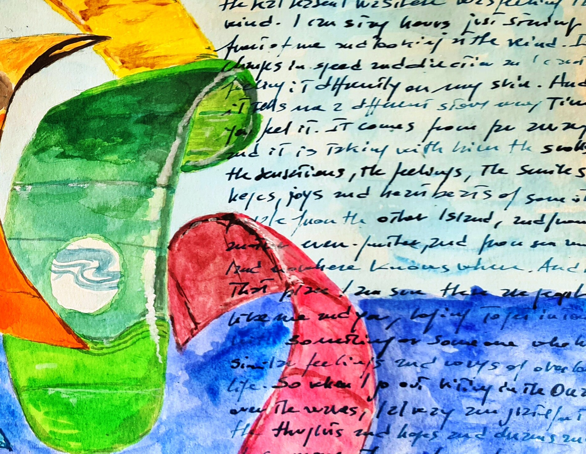 Kitesurf Original Painting Wall Art Coastal Decor Kiteboarding Art ...