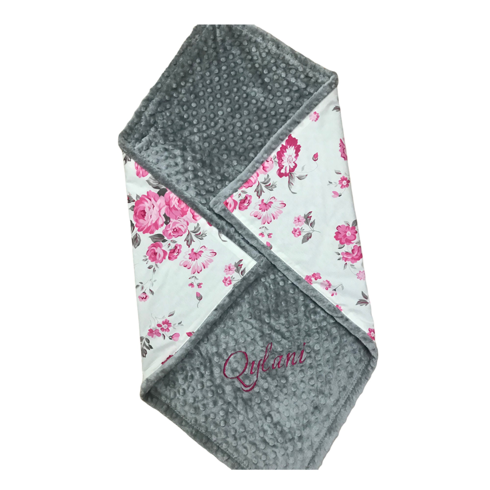 Personalized Baby Blanket Pink Floral Blooms Blanket Pink | Etsy