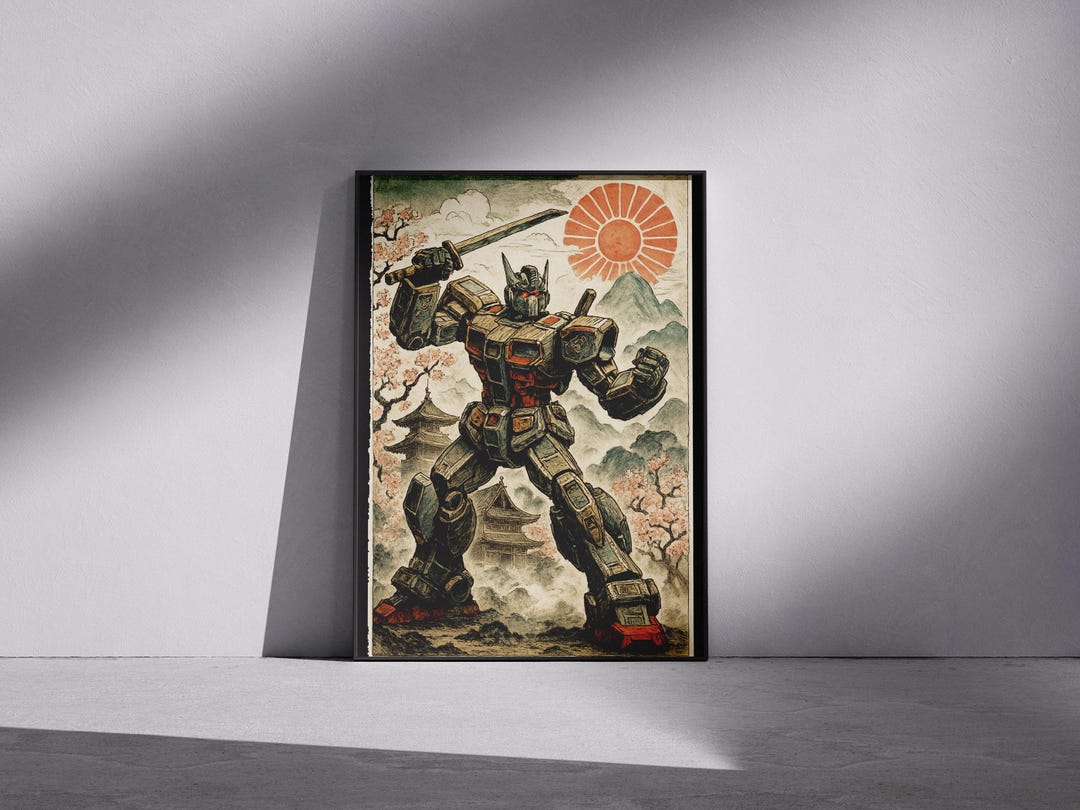 Unique Samurai Mecha Illustration – Traditional Japanese Robot Design ...