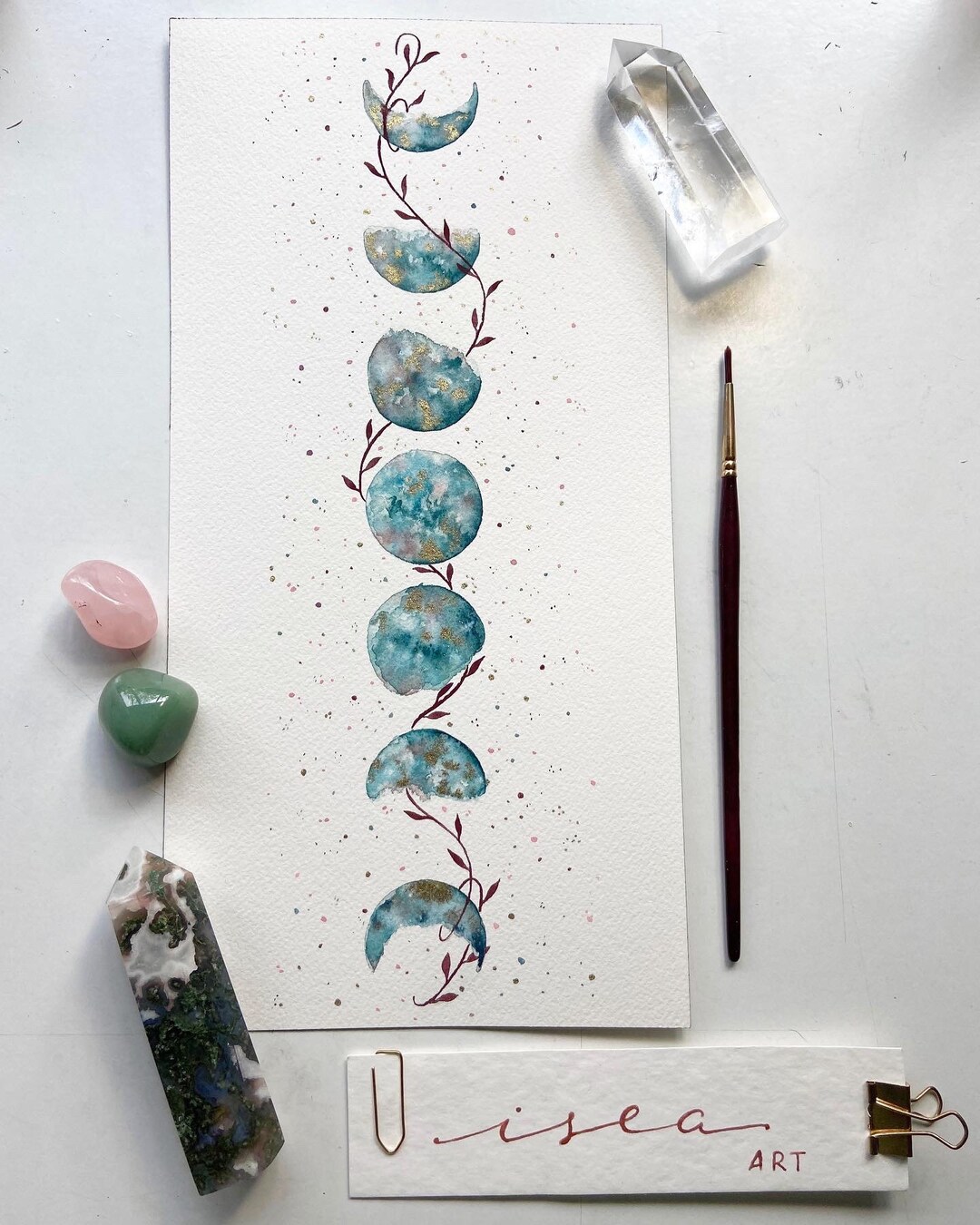 Original Watercolor - Phases of the Moon - Etsy
