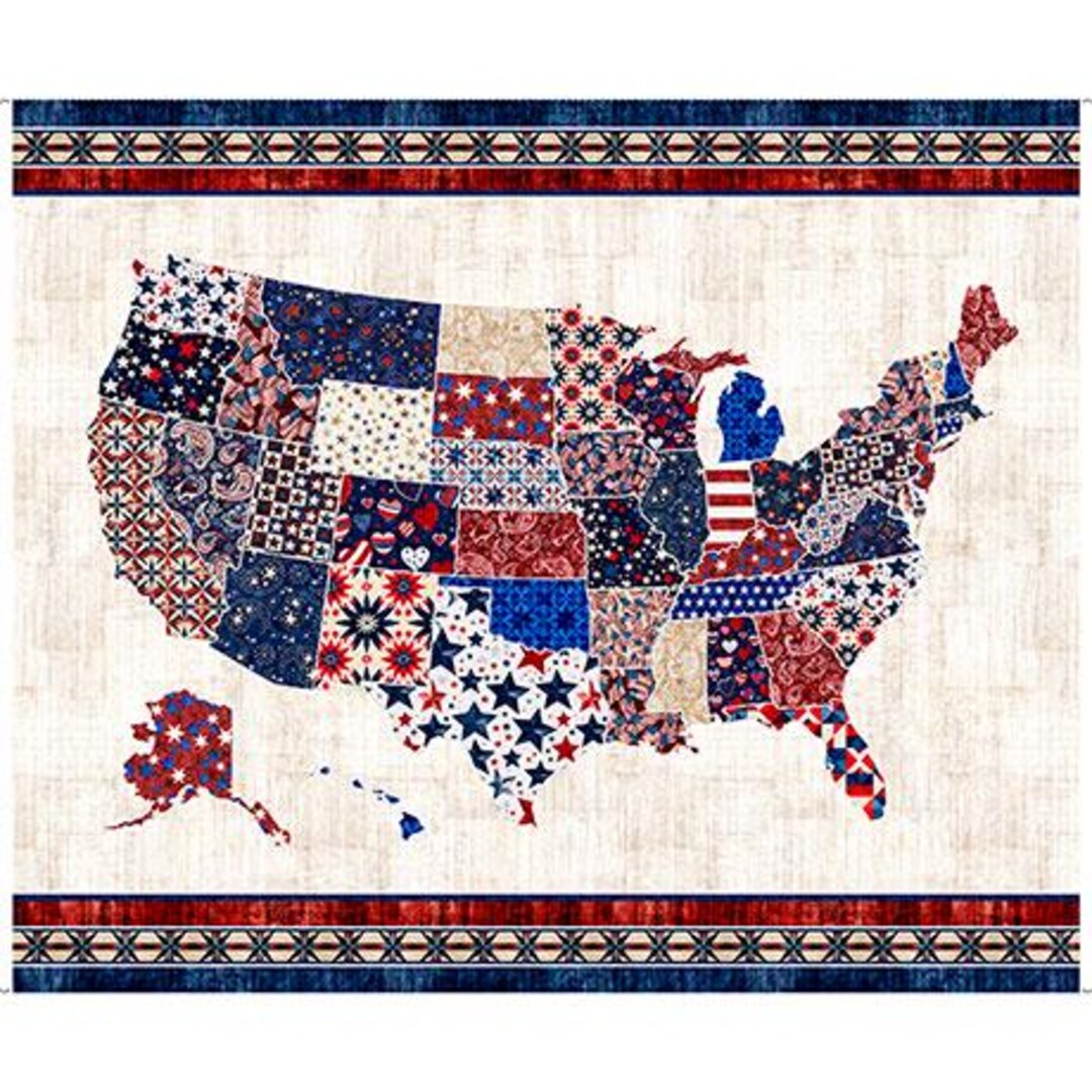 NEW - American Tapestry by Dan Morris for QT Fabrics - American Tapestry US Map Panel - Etsy