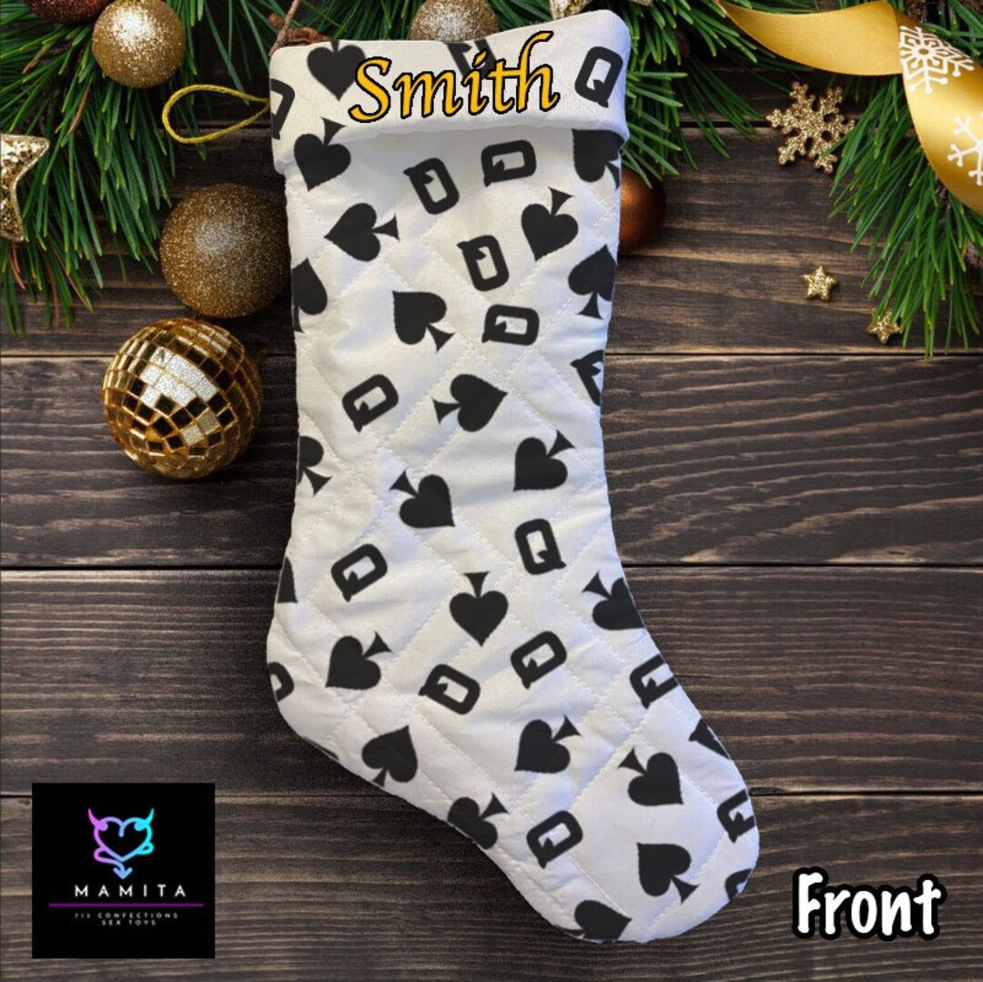 Christmas Stocking Queen of Spades Design With Your Text , 2 Sizes - Etsy