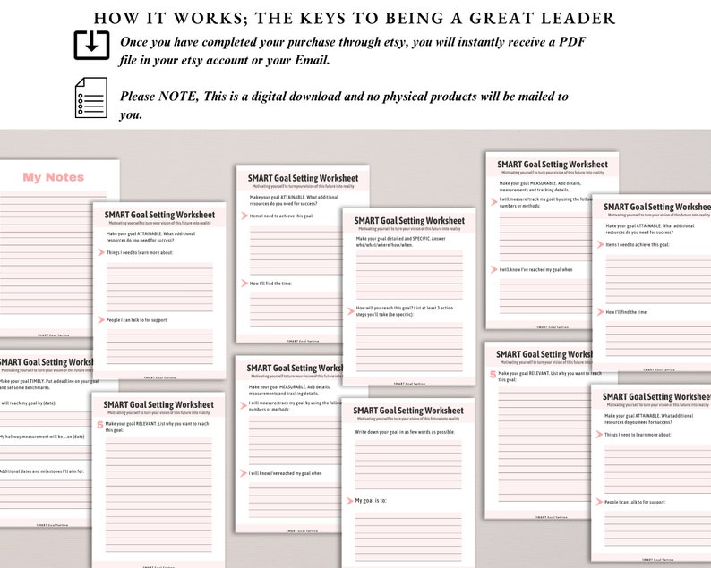 Digital SMART Goal Setting Worksheet, Productivity Planner Printable ...