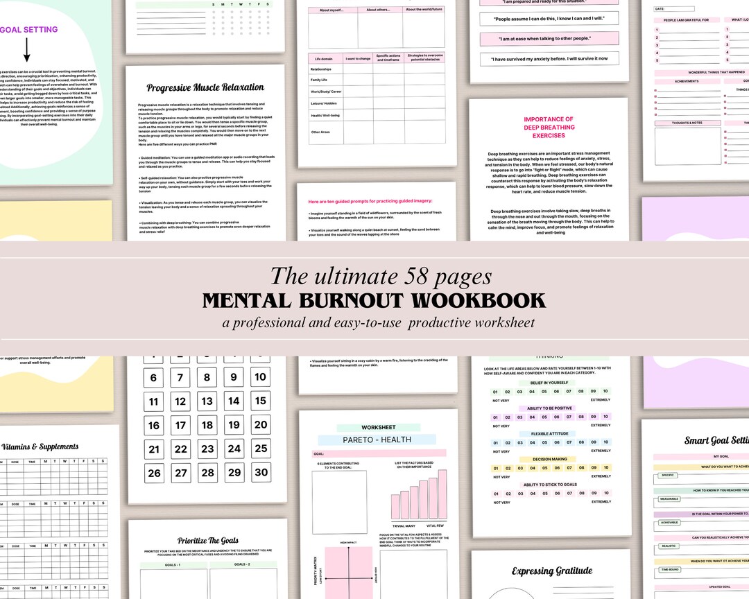MENTAL Bornout Workbook, Self-reflection Journal, Mindfulness Practice ...