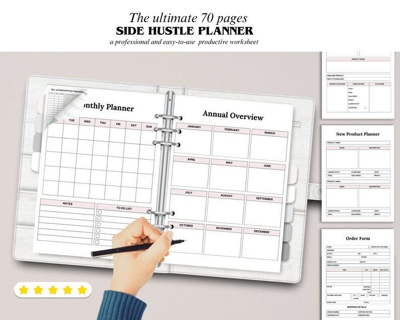 Undated Side Hustle Planner, Time Management Notebook, Business Owner ...