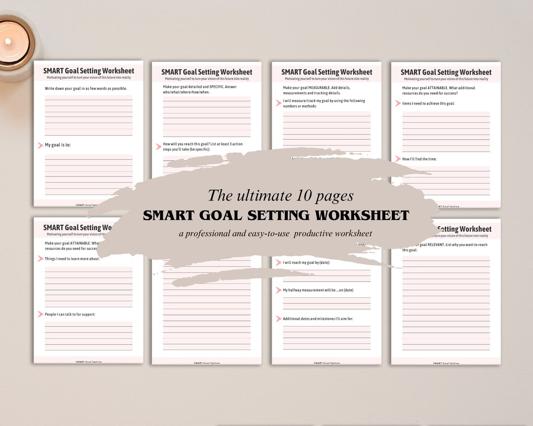 Digital SMART Goal Setting Worksheet, Productivity Planner Printable ...