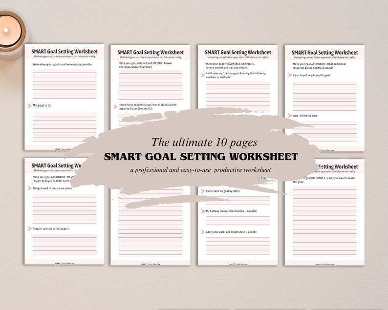 Digital SMART Goal Setting Worksheet, Productivity Planner Printable ...