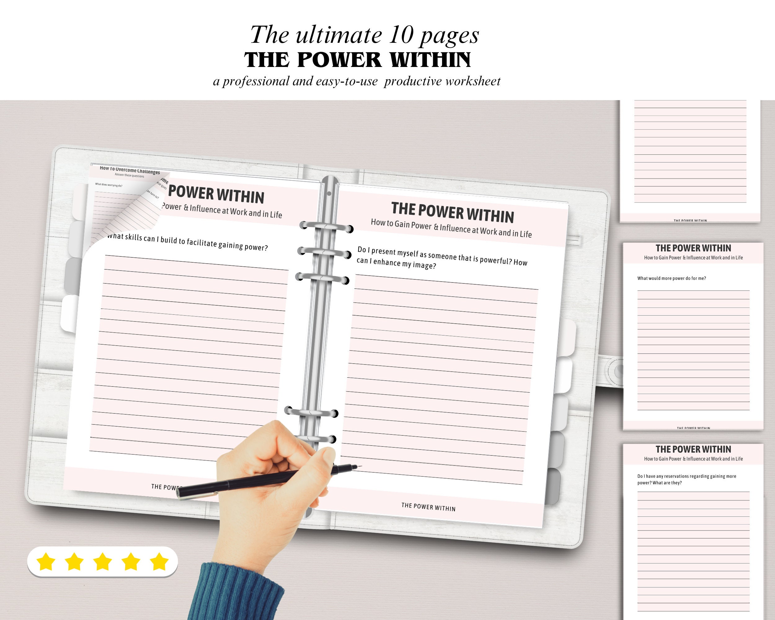 Printable Power Within Worksheet, Self-care Planner, Mindfulness ...