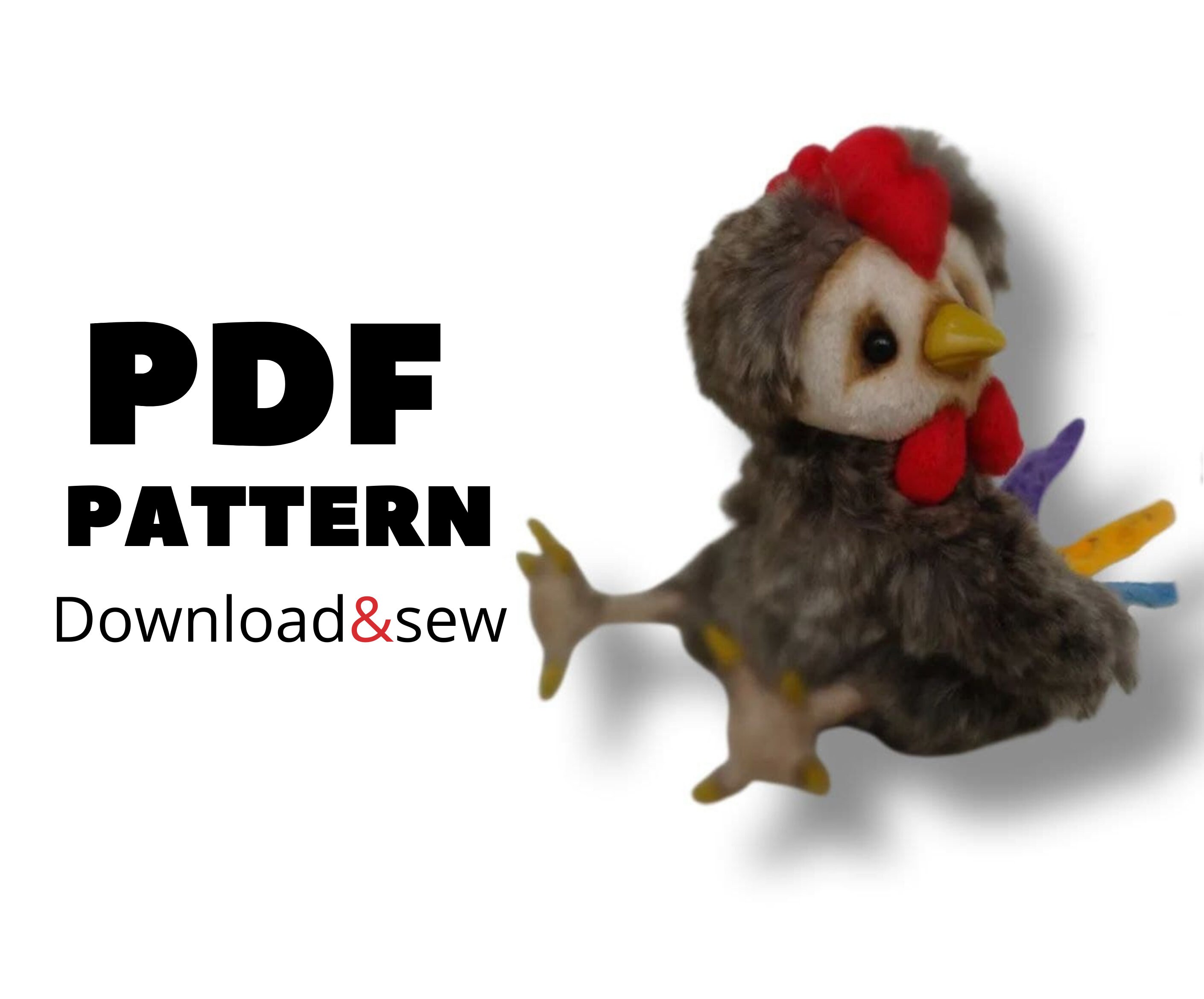 ROOSTER SEW PATTERN rooster Teddy Pattern Stuffed rooster | Etsy