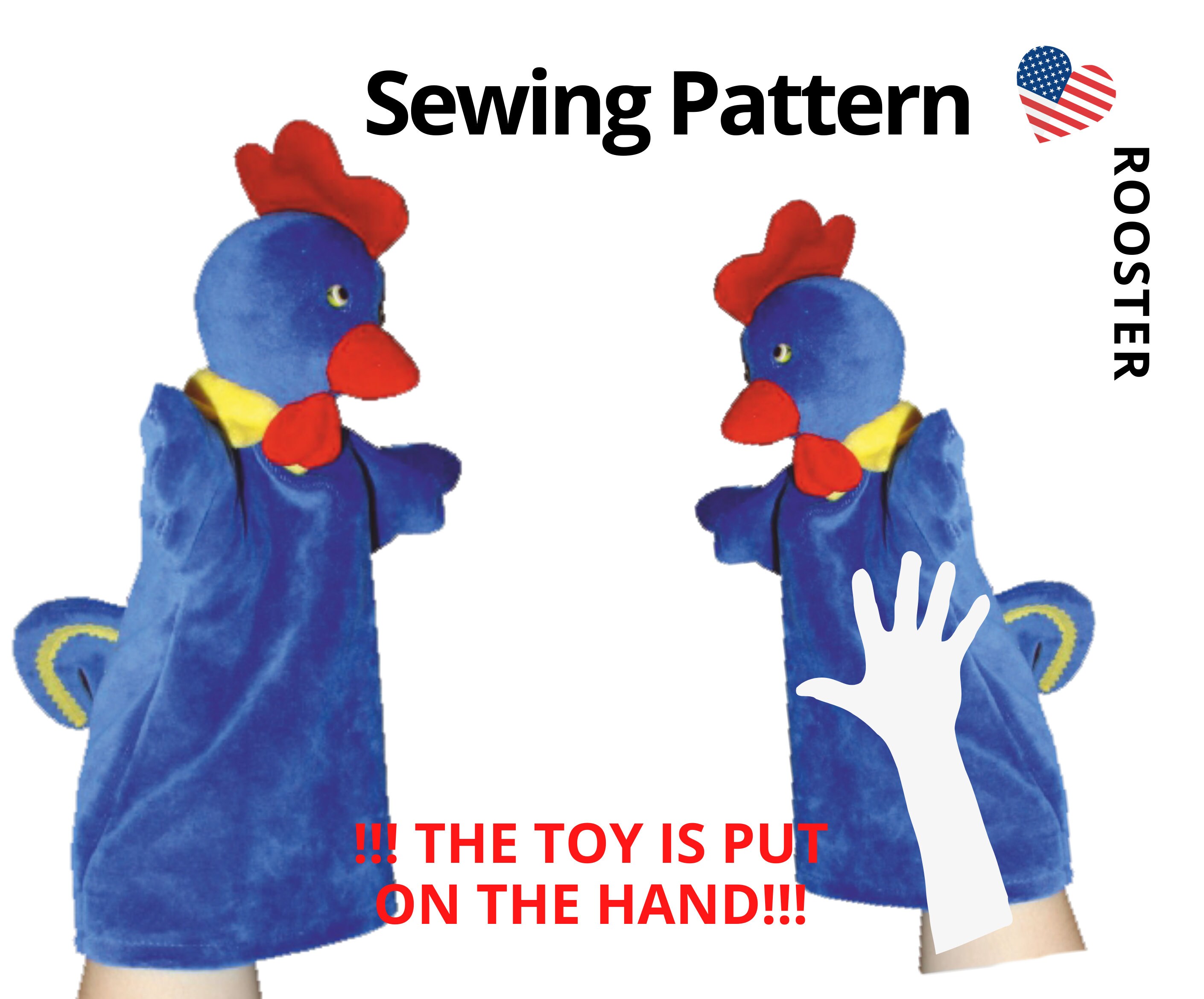 HAND PUPPET PATTERN Pdf Rooster Glove Doll Rooster sewing | Etsy