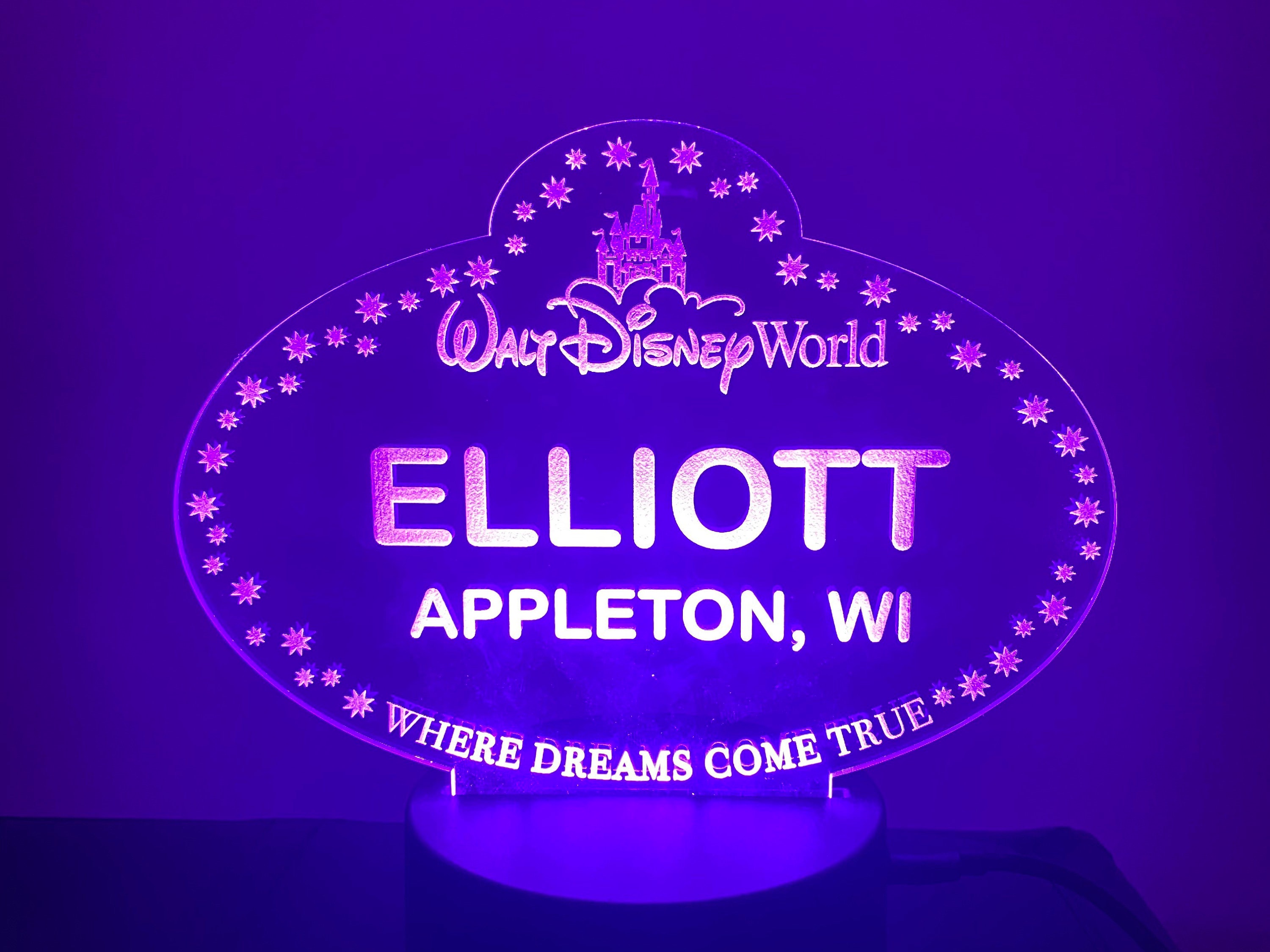 16 Color Personalized LED Acrylic Light Custom Disney World | Etsy