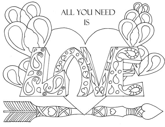 All You Need Is Love coloring pages | Etsy