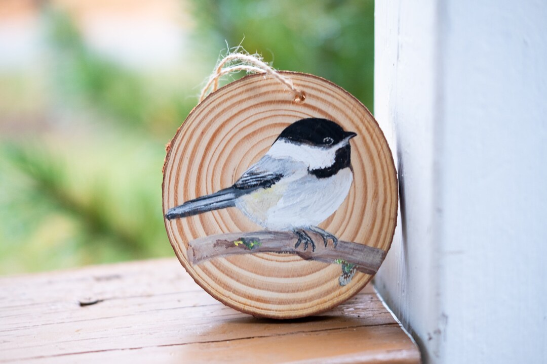 Chickadee Handpainted Wood Decor Ornament Made in Michigan - Etsy