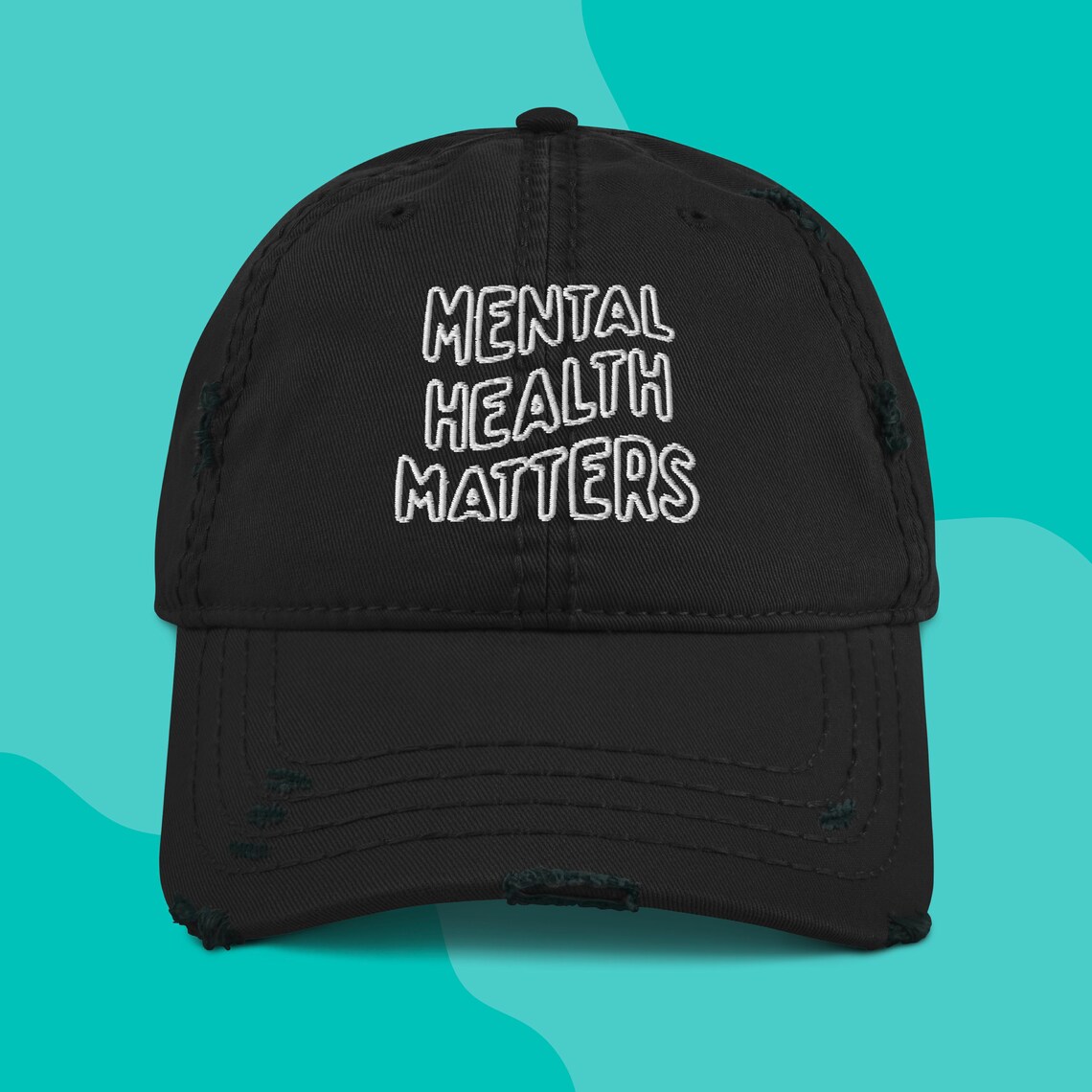 Mental Health Hat | Minimalistic Embroidered Distressed Hat - Etsy