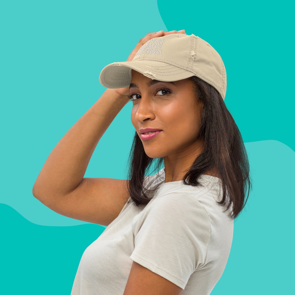 Mental Health Hat | Minimalistic Embroidered Distressed Hat - Etsy