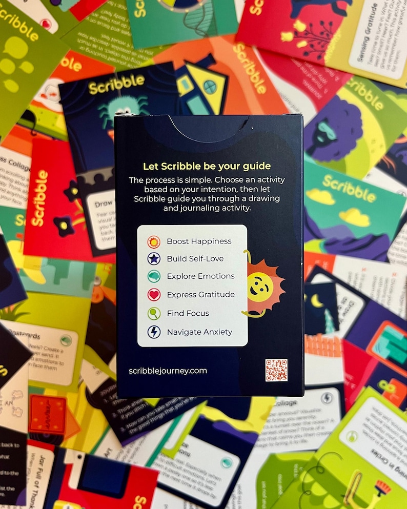 Art Therapy Prompt Card Deck - Deluxe Scribble Deck for Mental Health ...
