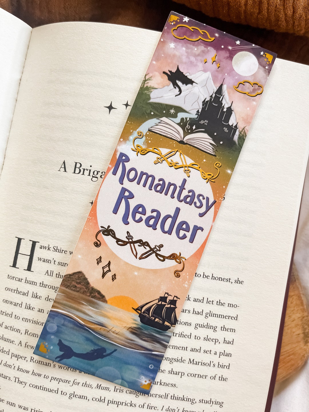 Romantasy Reader Bookmark, Gold Foil Bookmark, Cute Bookmark, Page ...