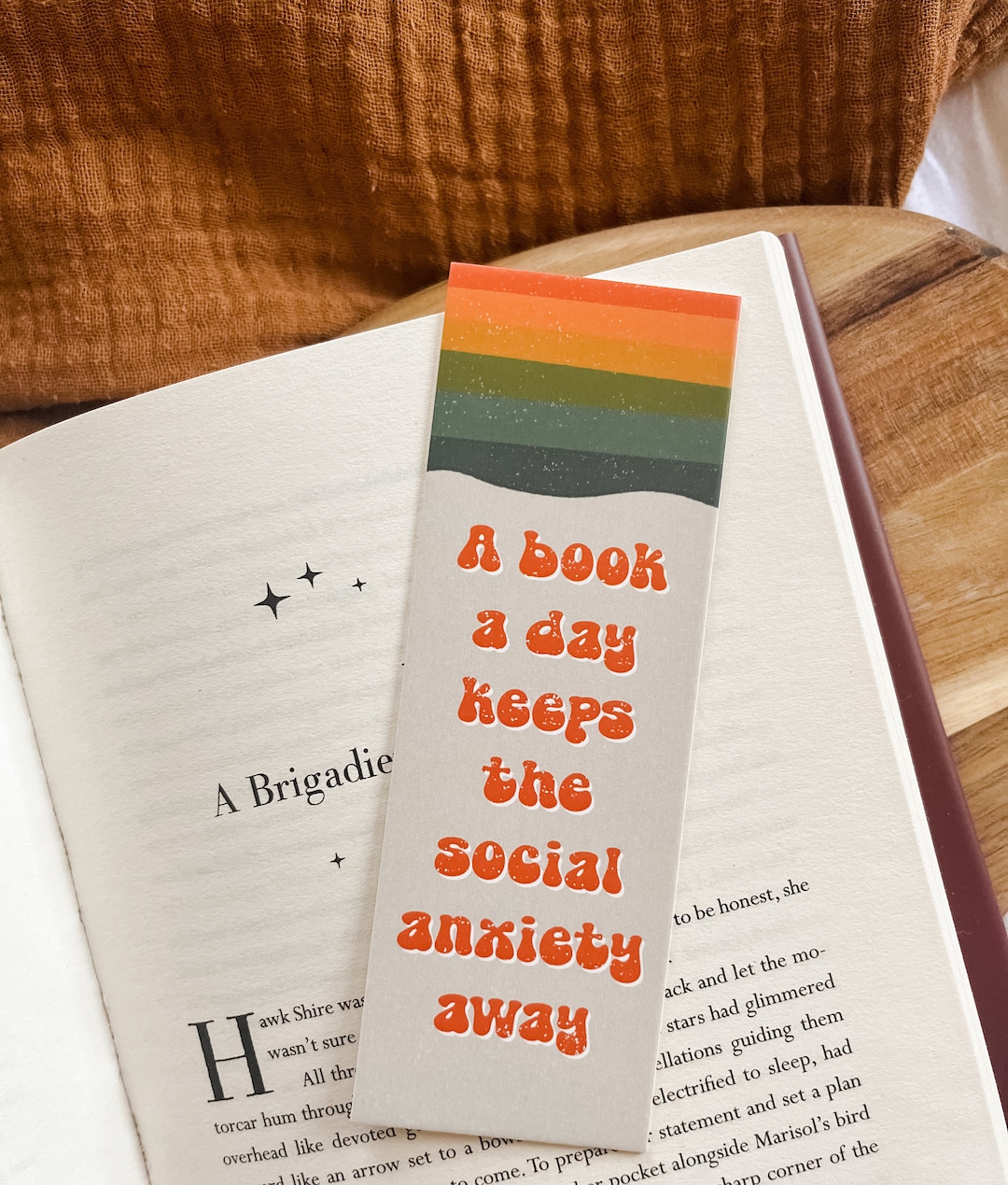 A Book a Day Keeps the Social Anxiety Away Retro Bookmark, Tassel ...