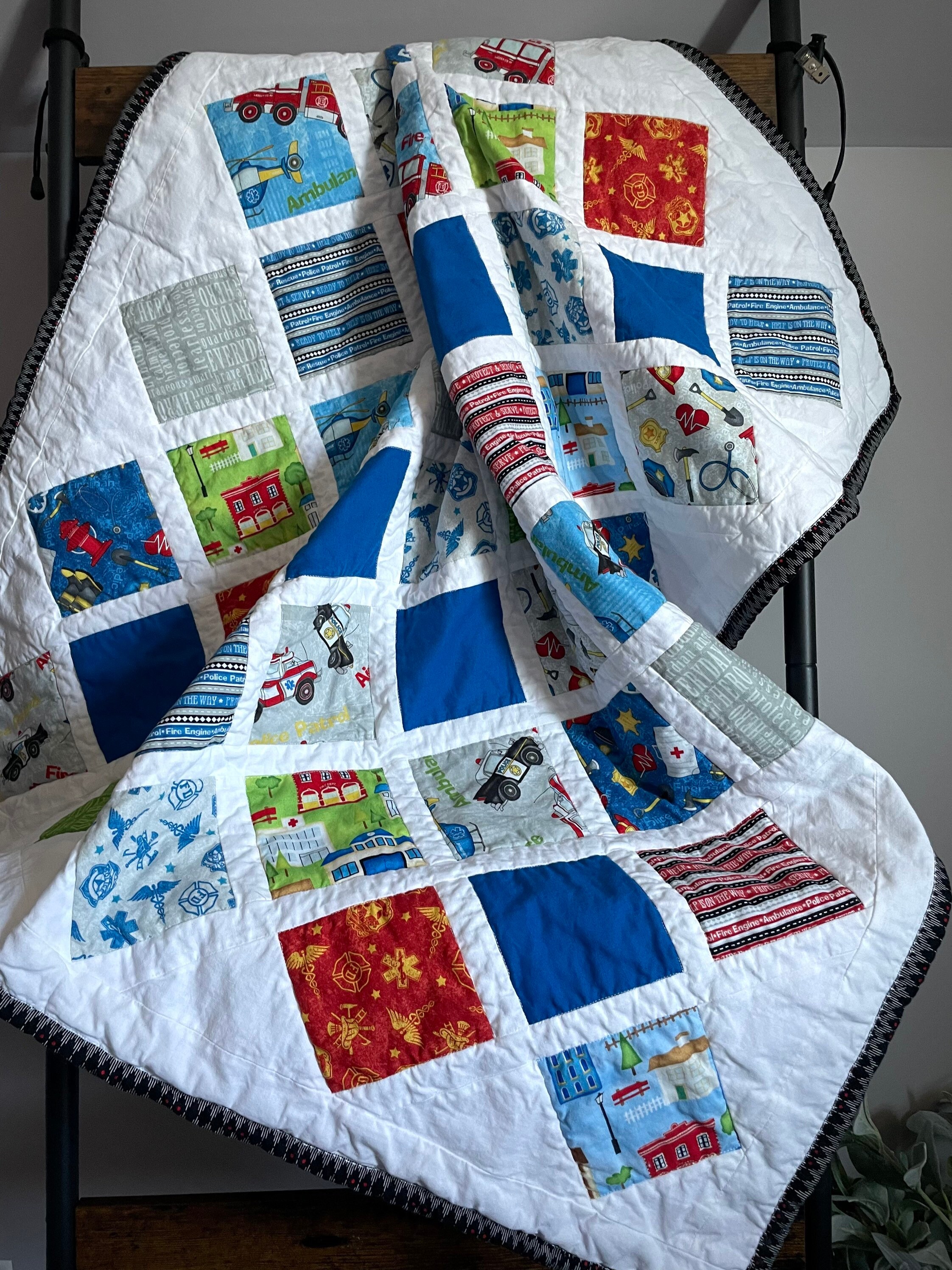Everyday Heroes Themed Baby or Lap Quilt - Police, EMS, Firefighter ...