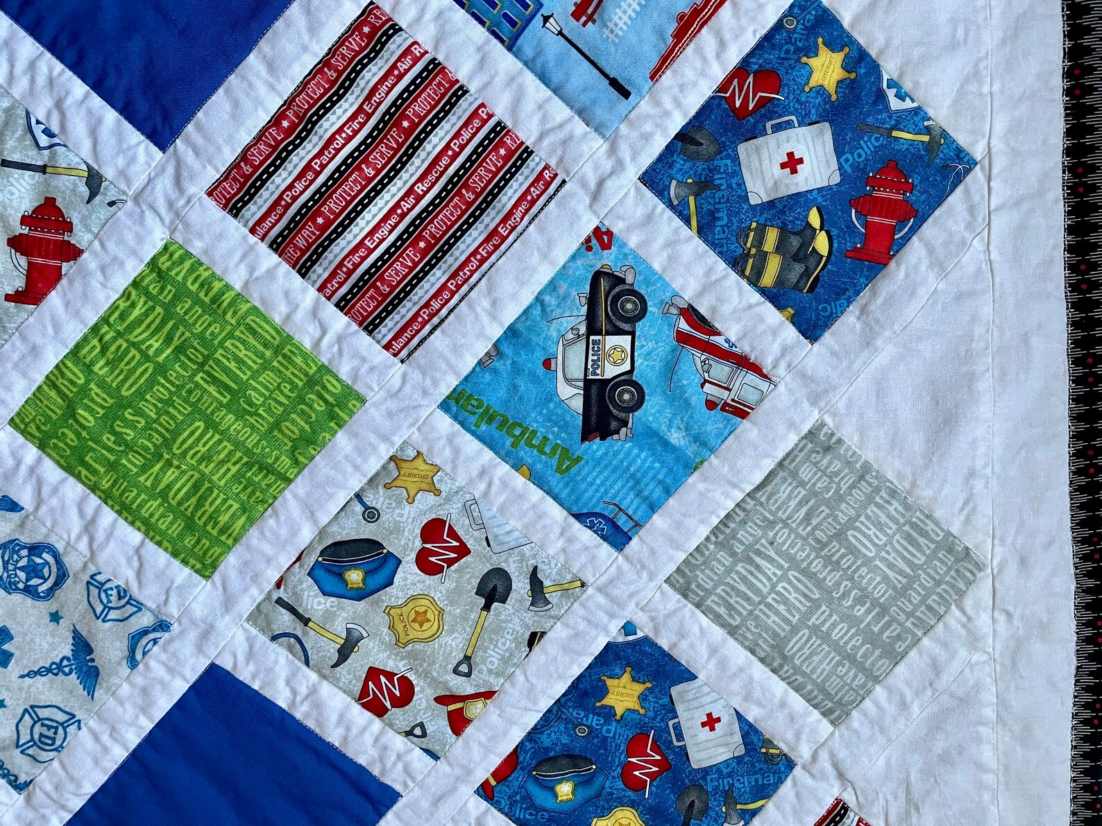 Everyday Heroes Themed Baby or Lap Quilt - Police, EMS, Firefighter ...