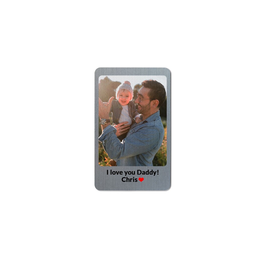 Engraved Metal Wallet Card Custom Photo and Message Personalized Gift ...