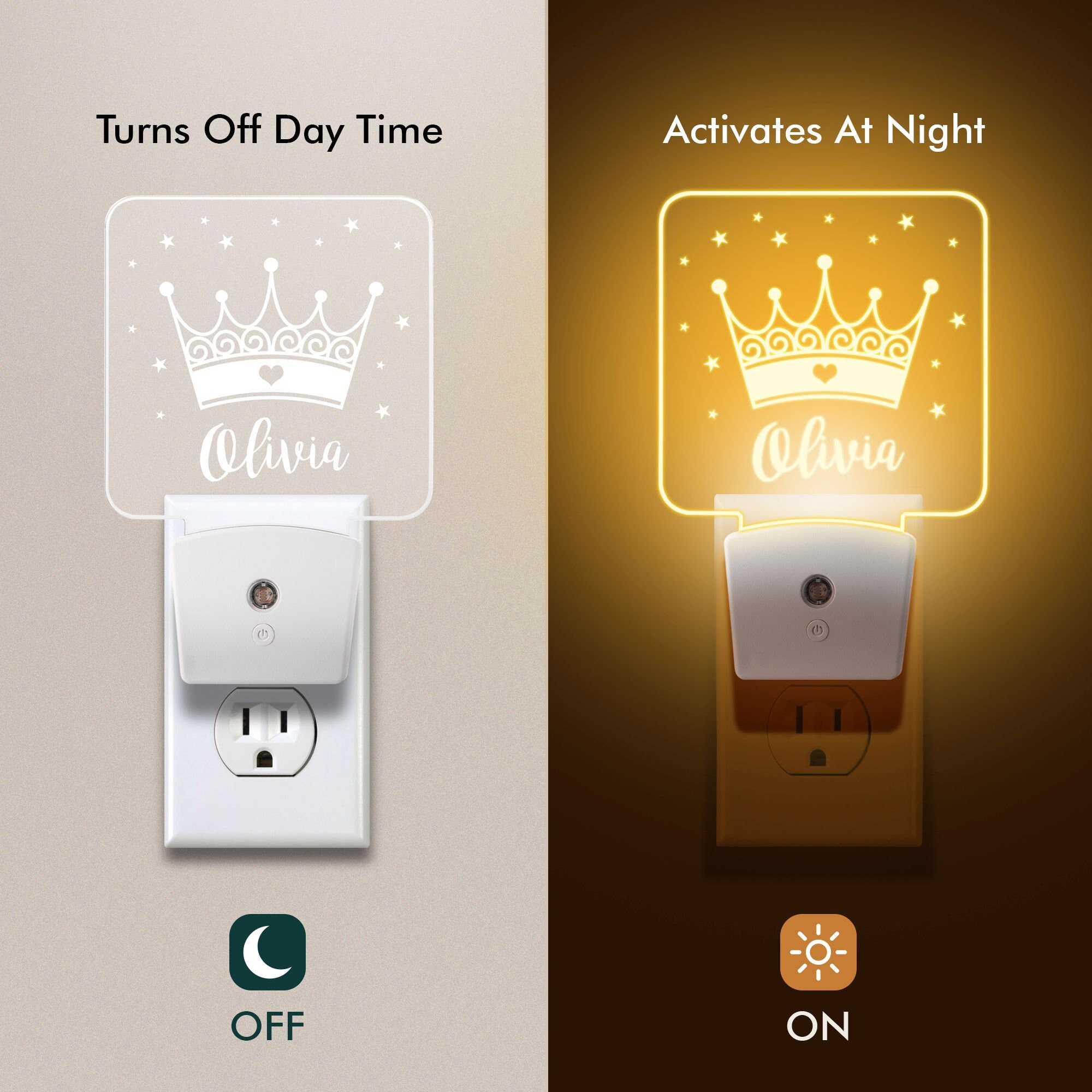 Princess Crown Plug in Night Light, Personalized Baby Girl Night Light ...