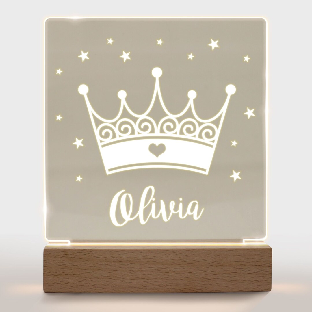 Princess Crown Night Light, Personalized Night Light for Baby Girl ...