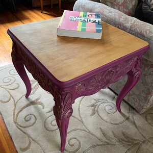 Vintage Solid Wood Hand Painted Square Side Table. - Etsy