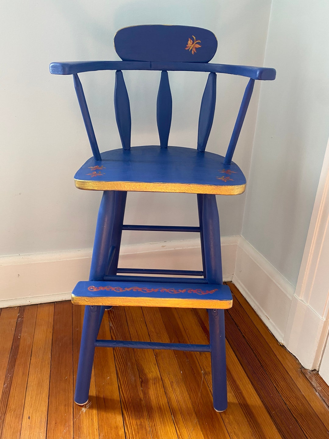 Vintage Hand Painted Wooden High Chair. Painted With Annie - Etsy