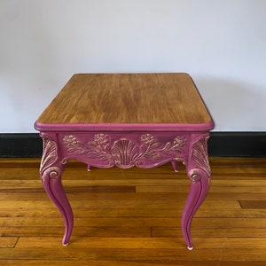 Vintage Solid Wood Hand Painted Square Side Table. - Etsy