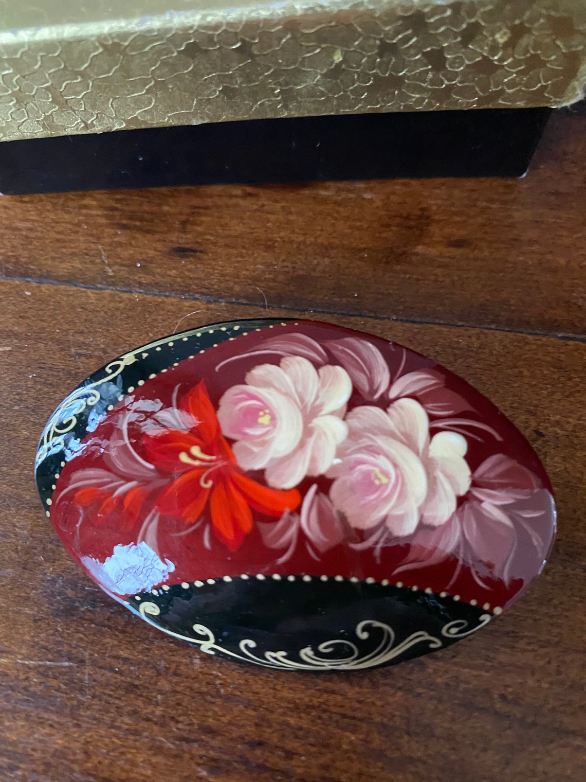Hand Painted Wooden Brooch Signed by the Artist. - Etsy