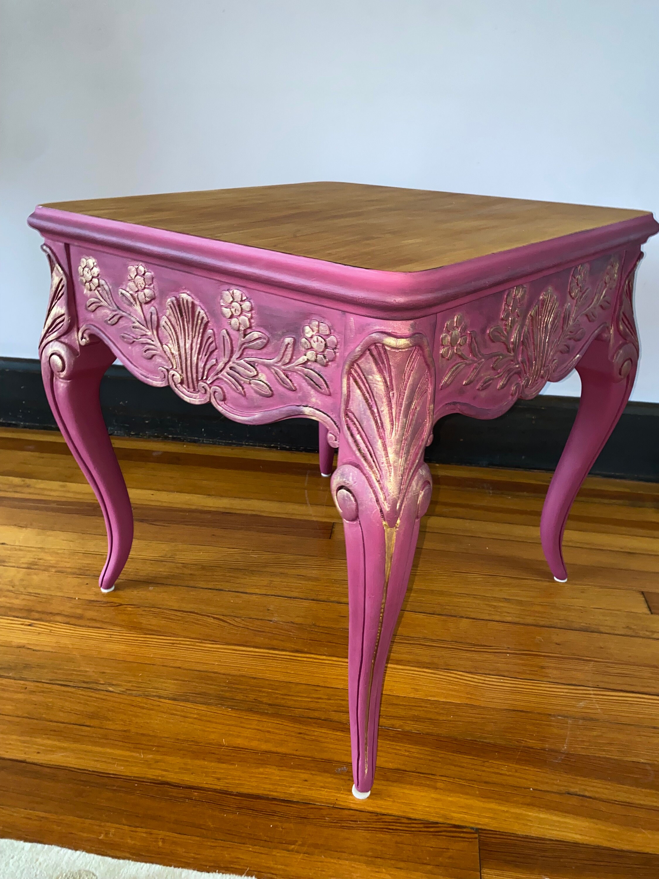 Vintage Solid Wood Hand Painted Square Side Table. - Etsy