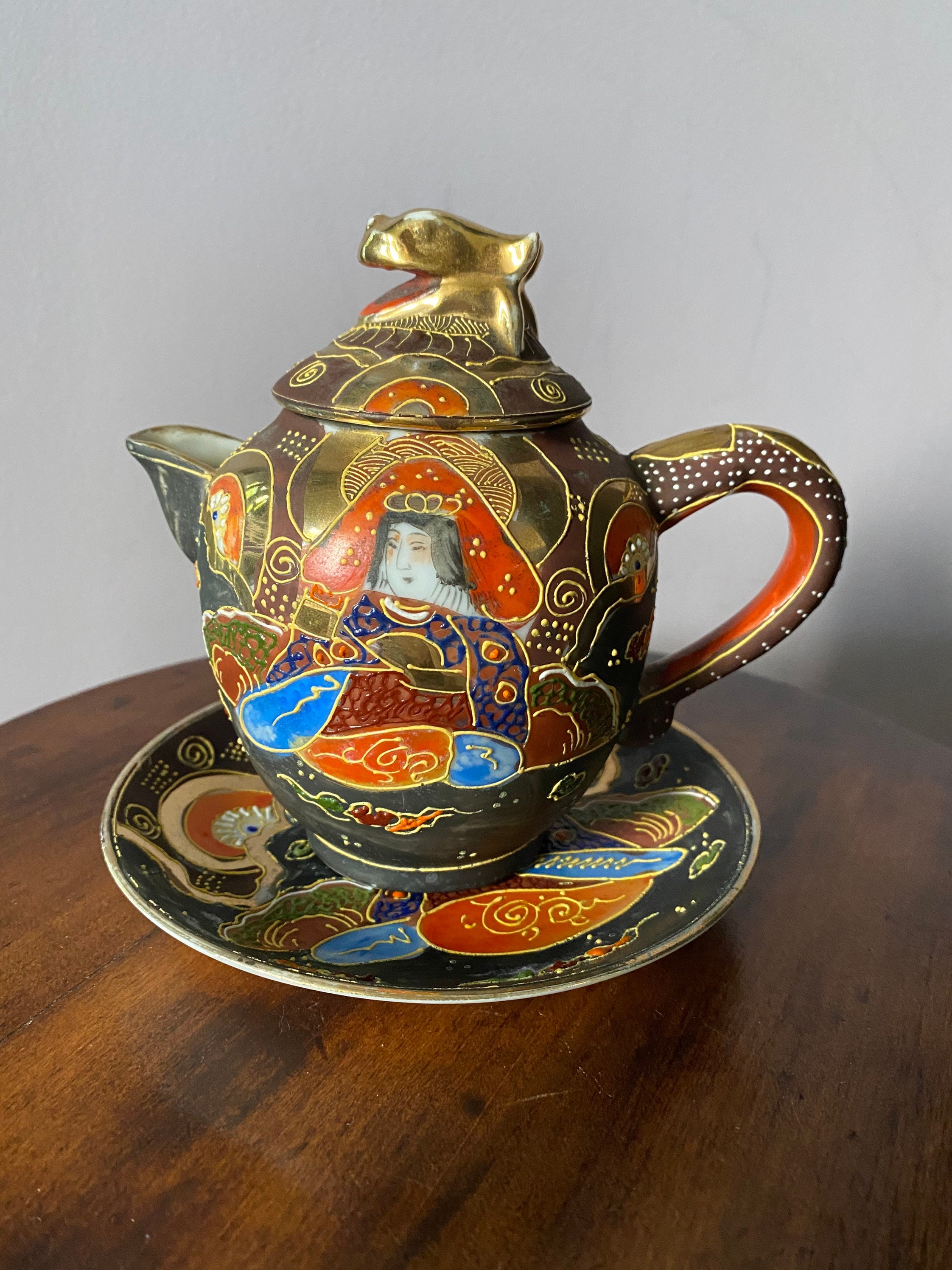 Vintage Noritake Tea Pot and Matching Plate. Beautiful Vibrant - Etsy