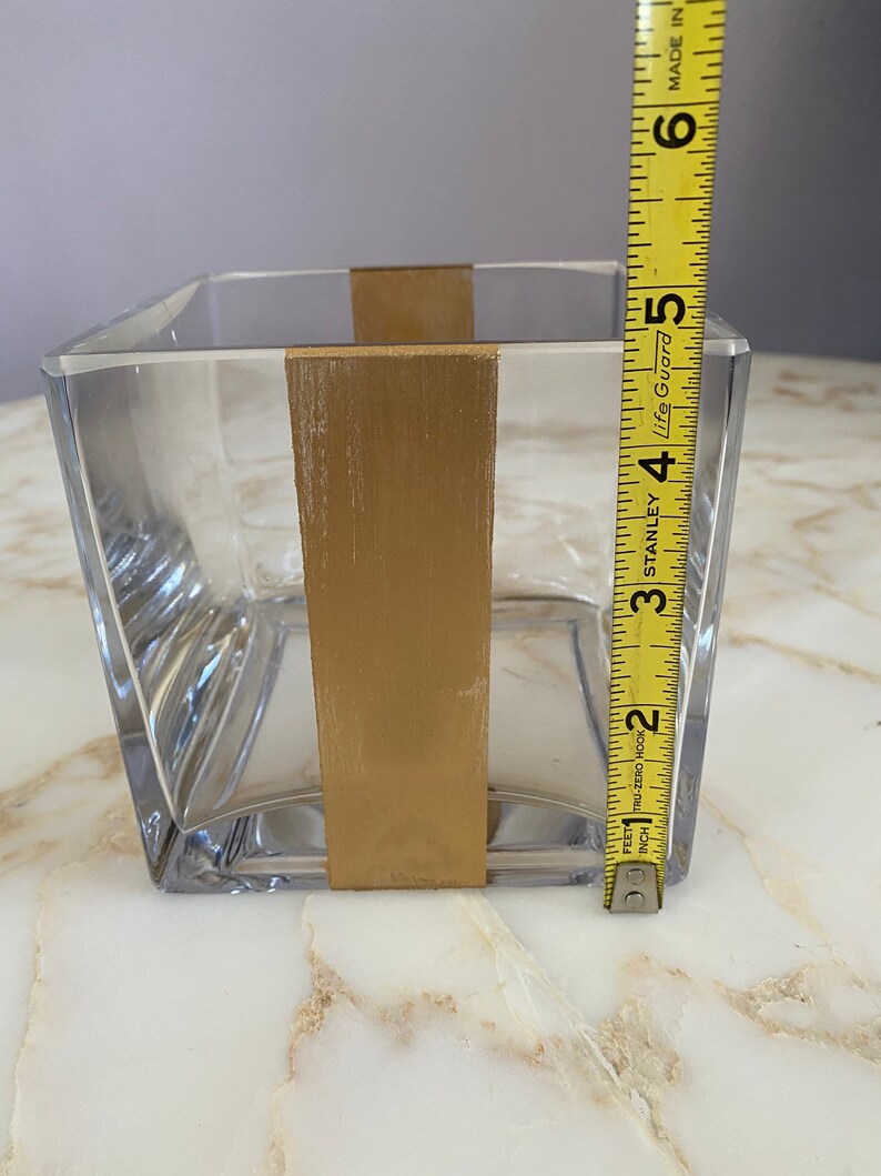 Square Glass Vase Painted in Gold Gilt Wax. Can Be Used as a - Etsy