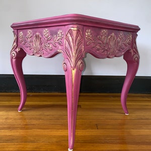 Vintage Solid Wood Hand Painted Square Side Table. - Etsy