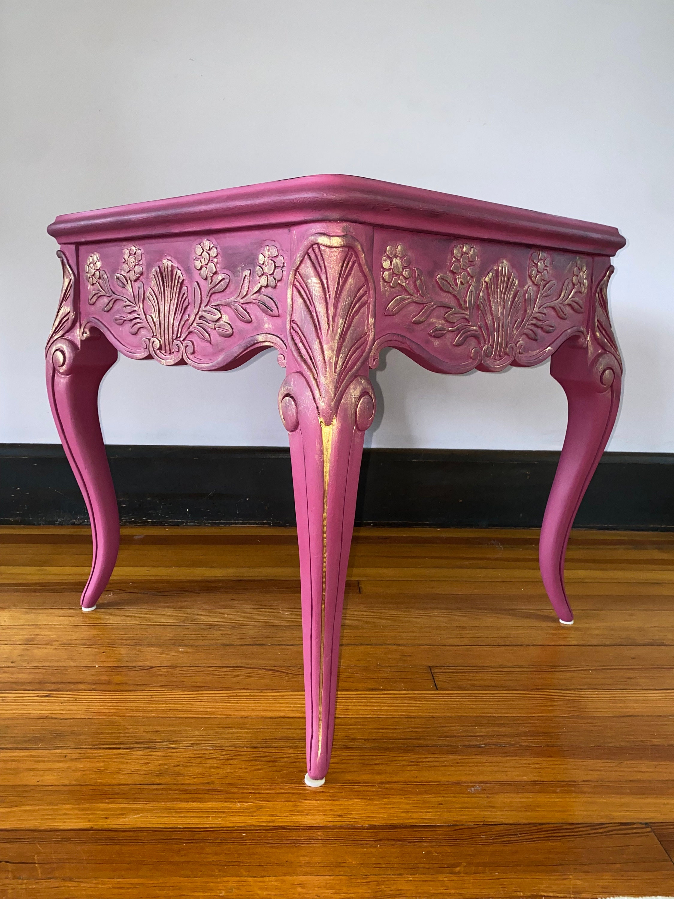 Vintage Solid Wood Hand Painted Square Side Table. - Etsy