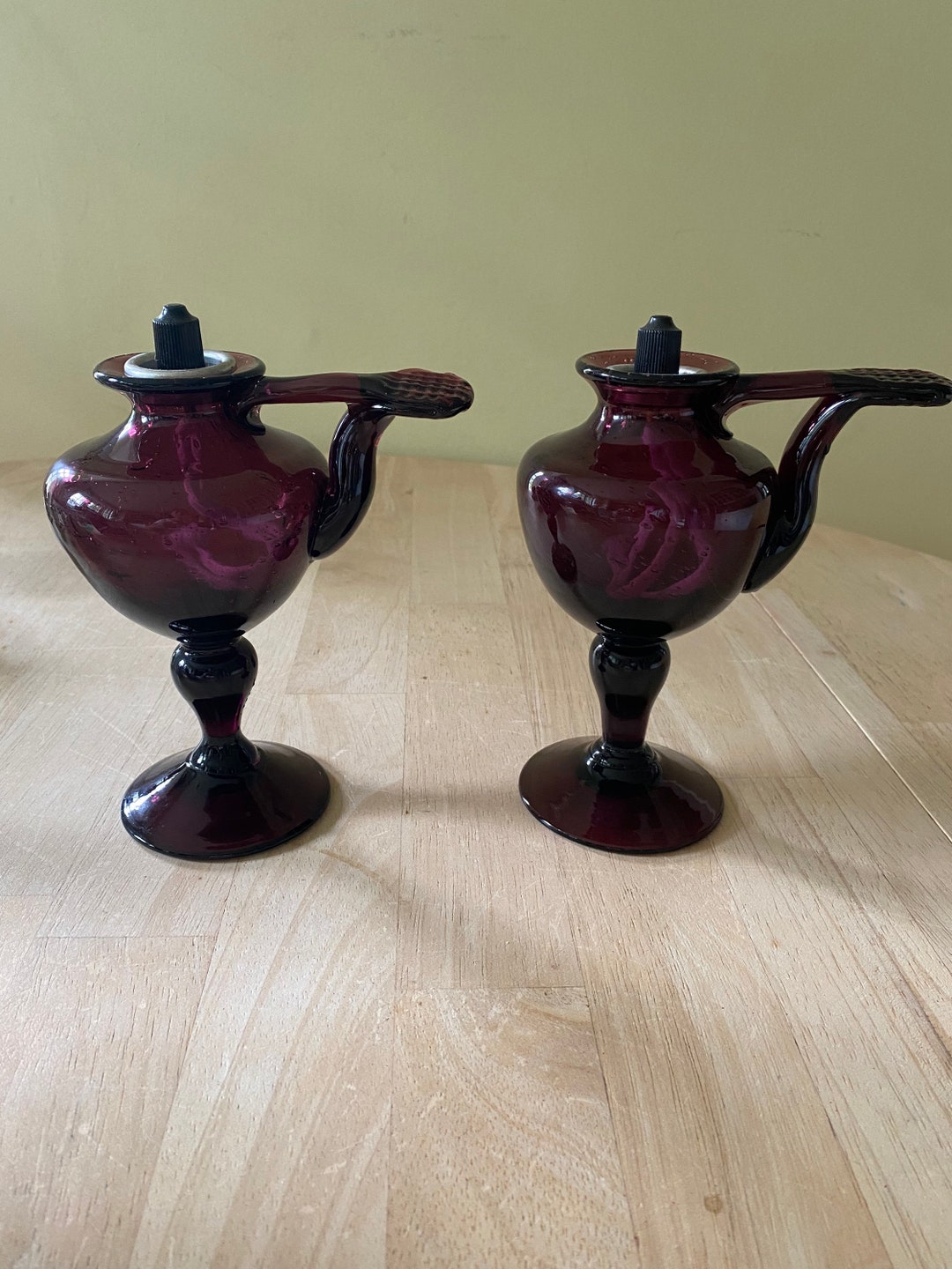 Biot French Blown Bubbled Glass Oil Lamp NWOT. Amethyst Color. - Etsy