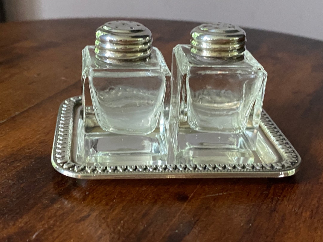 Vintage Hazorfim Israel Mini Salt Pepper Shaker Sterling Top Set With ...
