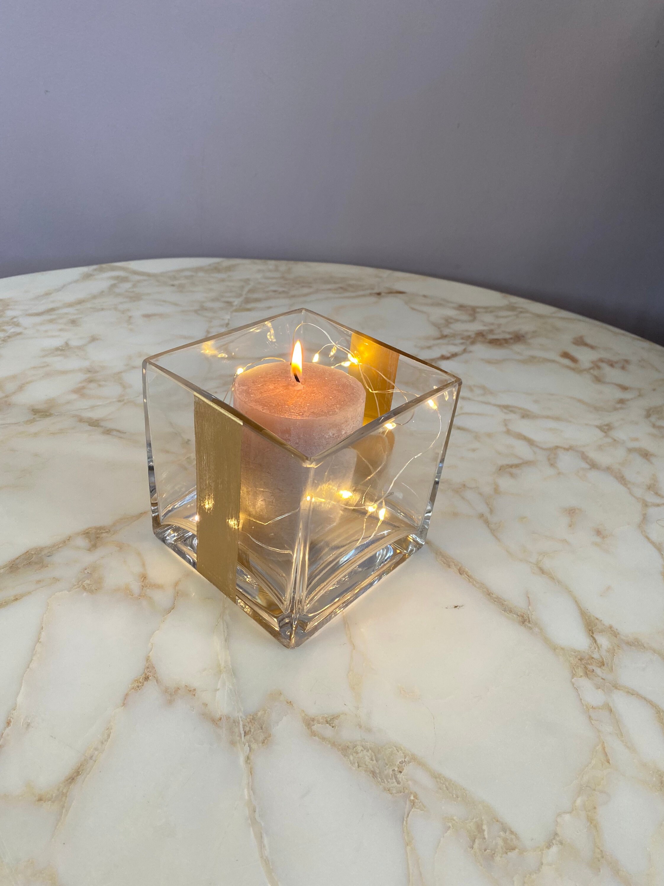 Square Glass Vase Painted in Gold Gilt Wax. Can Be Used as a - Etsy