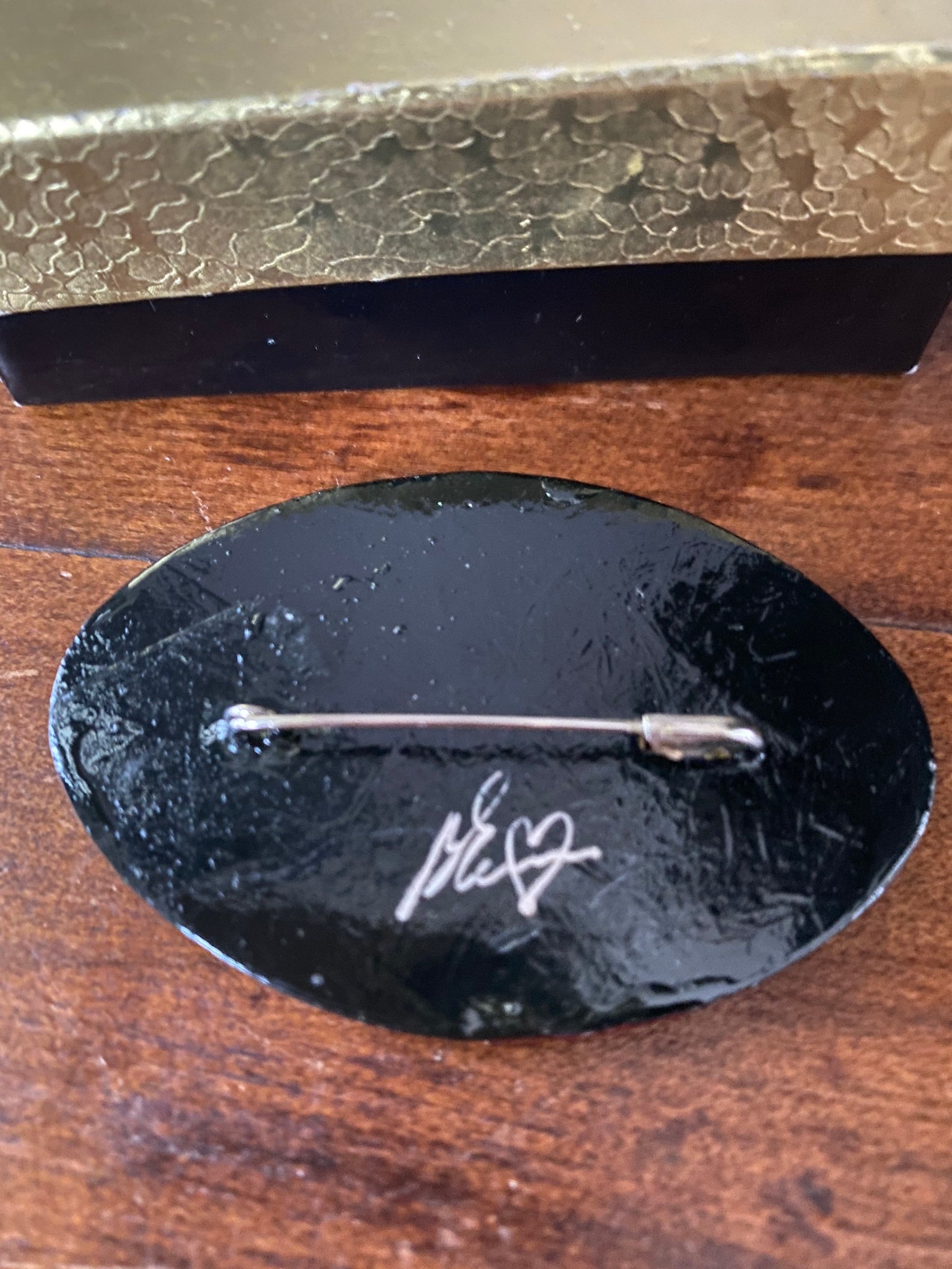 Hand Painted Wooden Brooch Signed by the Artist. - Etsy