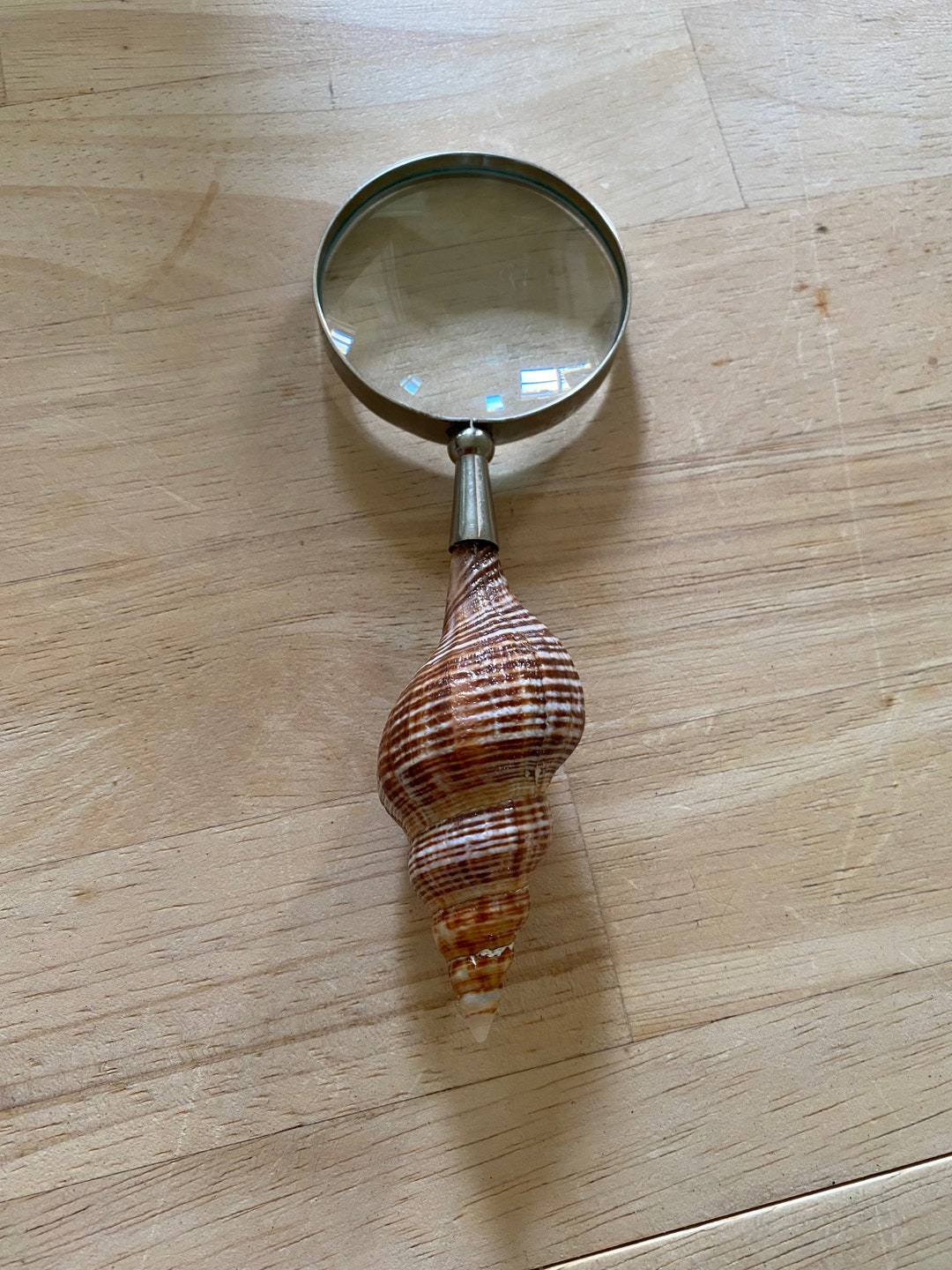 Vintage Stainless Steel Magnifying Glass With Shell Handle. Excellent ...