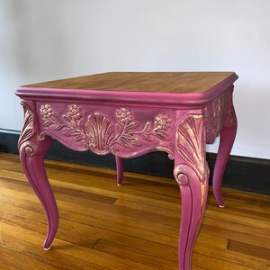 Vintage Solid Wood Hand Painted Square Side Table. - Etsy