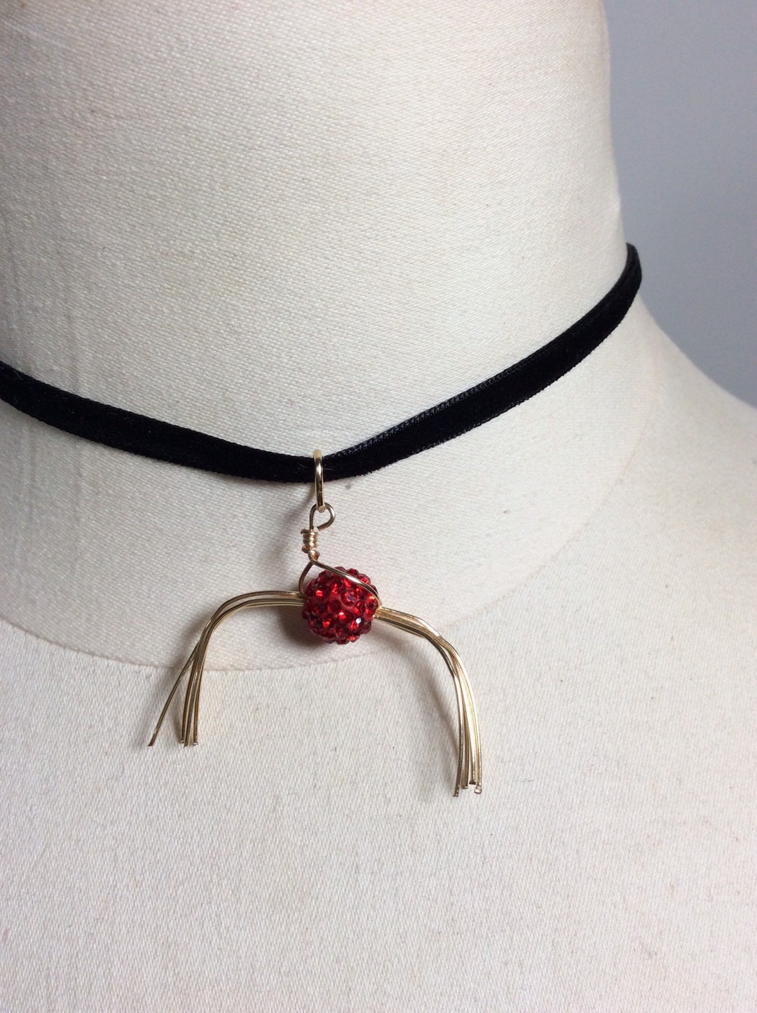 Mr Ball Legs Standard Size Charm Necklace on Black Velveteen Choker ...