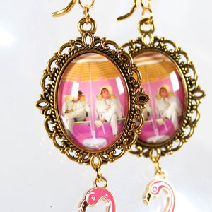LGBTQ 90s flamingos at the Birdcage Long Gold Toned Metal Avant Garde ...