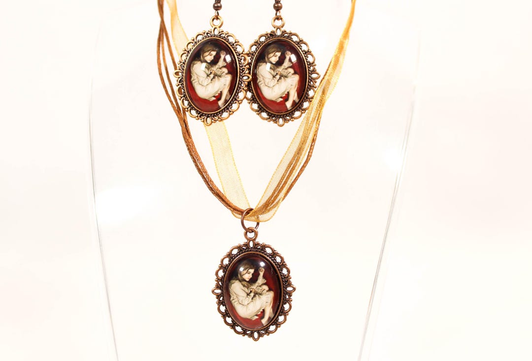 Y2K Avant-garde Vampire Horror Necklace & Earring Set – Copper-toned ...