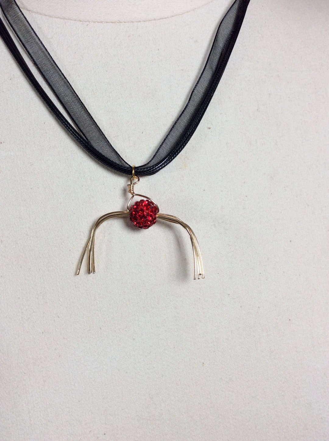 Mr Ball Legs Standard Size Charm Necklace on Black Tri Ribbon Necklace ...